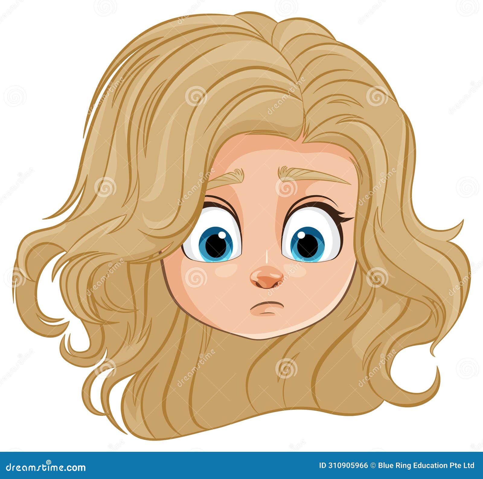 A Blonde Girl with a Concerned Expression Stock Vector - Illustration ...