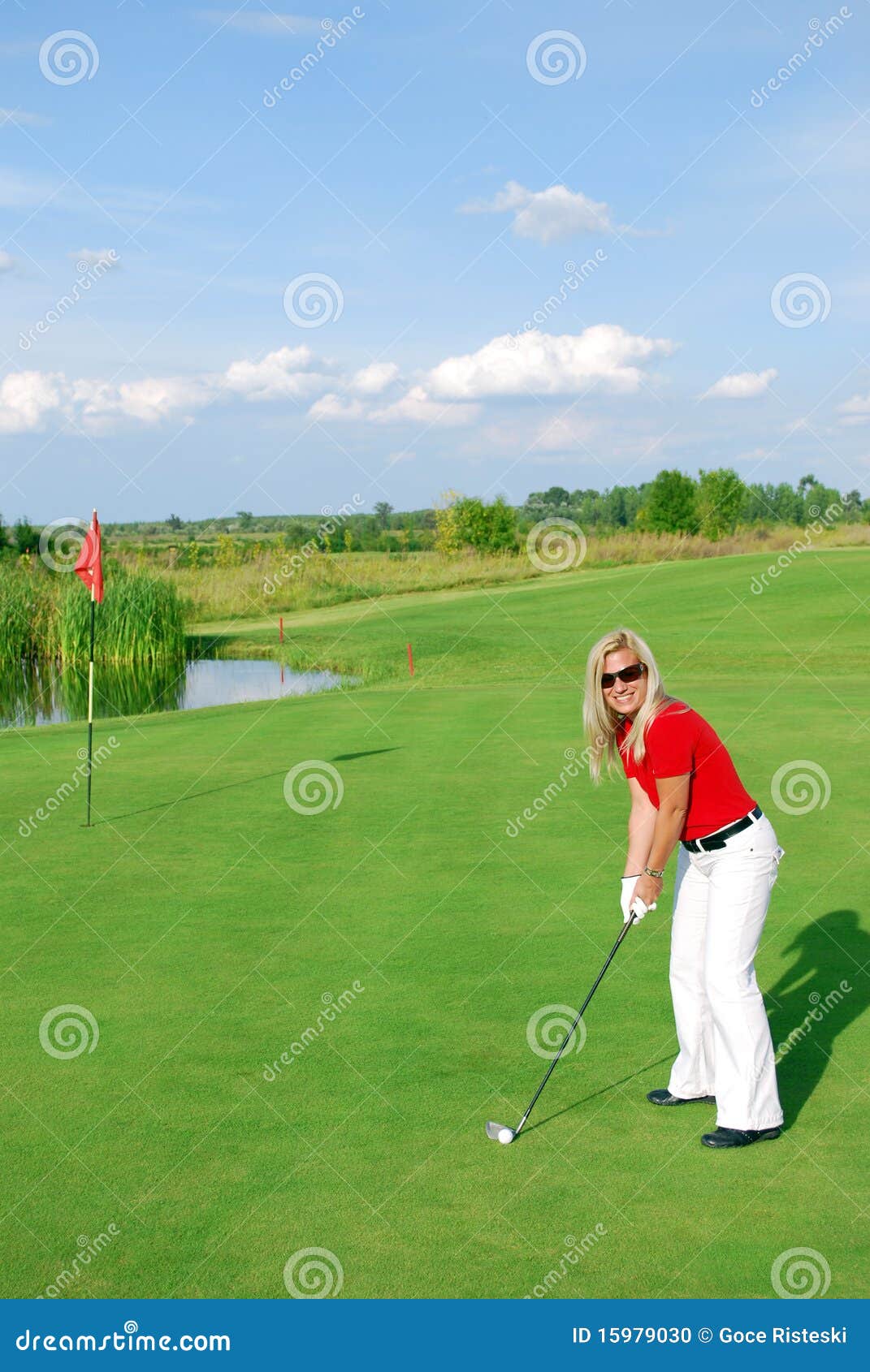Blonde girl golf player stock photo. Image of game, play - 15979030