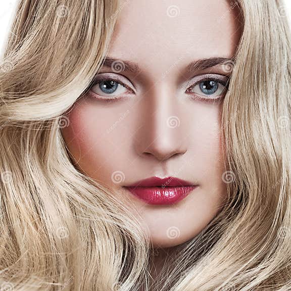 Blonde Girl Healthy Long Curly Hair Stock Image Image Of Human