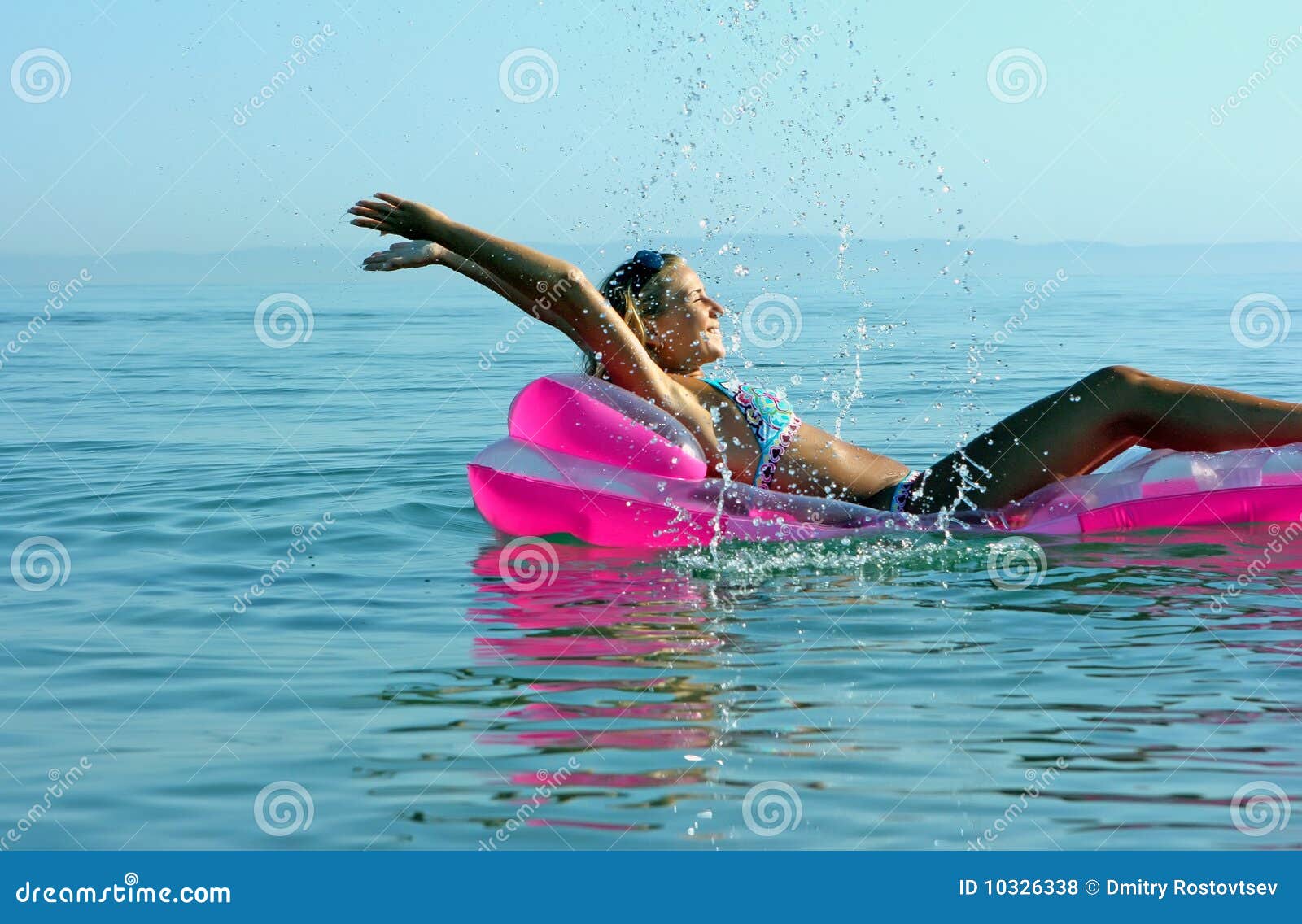 Blonde Girl on Inflatable Raft Stock Photo - Image of happiness, beach ...