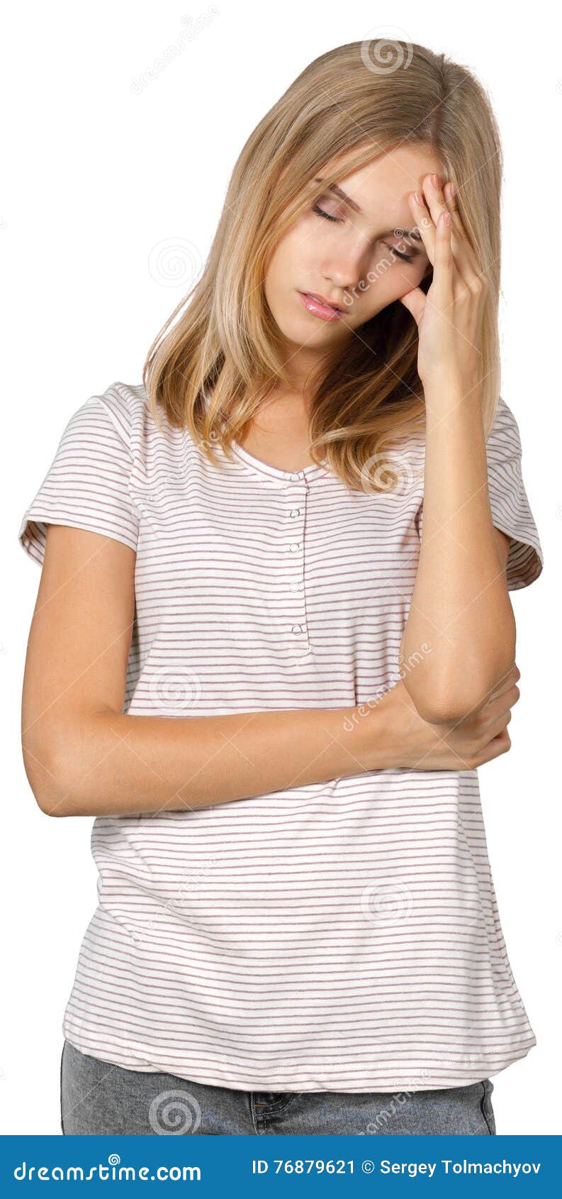 Blonde girl irritated stock image. Image of portrait - 76879621
