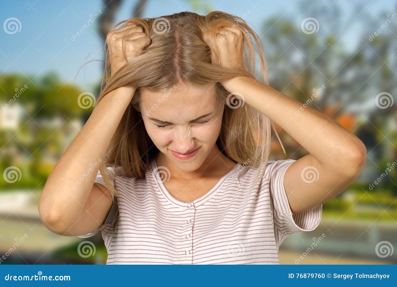 Blonde girl irritated stock photo. Image of face, woman - 76879760