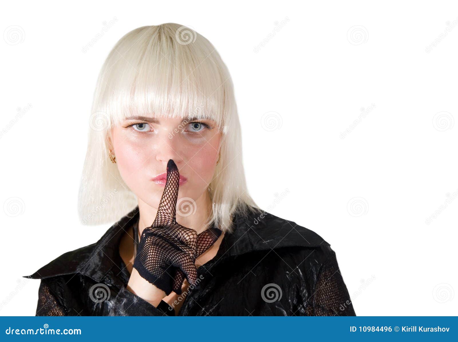 Blonde Girl Making a Silence Sign Stock Photo - Image of beautiful ...