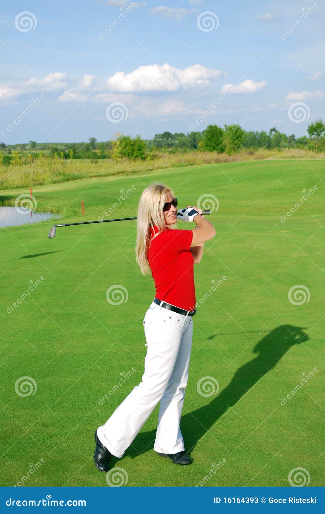 Blonde girl play golf stock image. Image of sport, female - 16164393