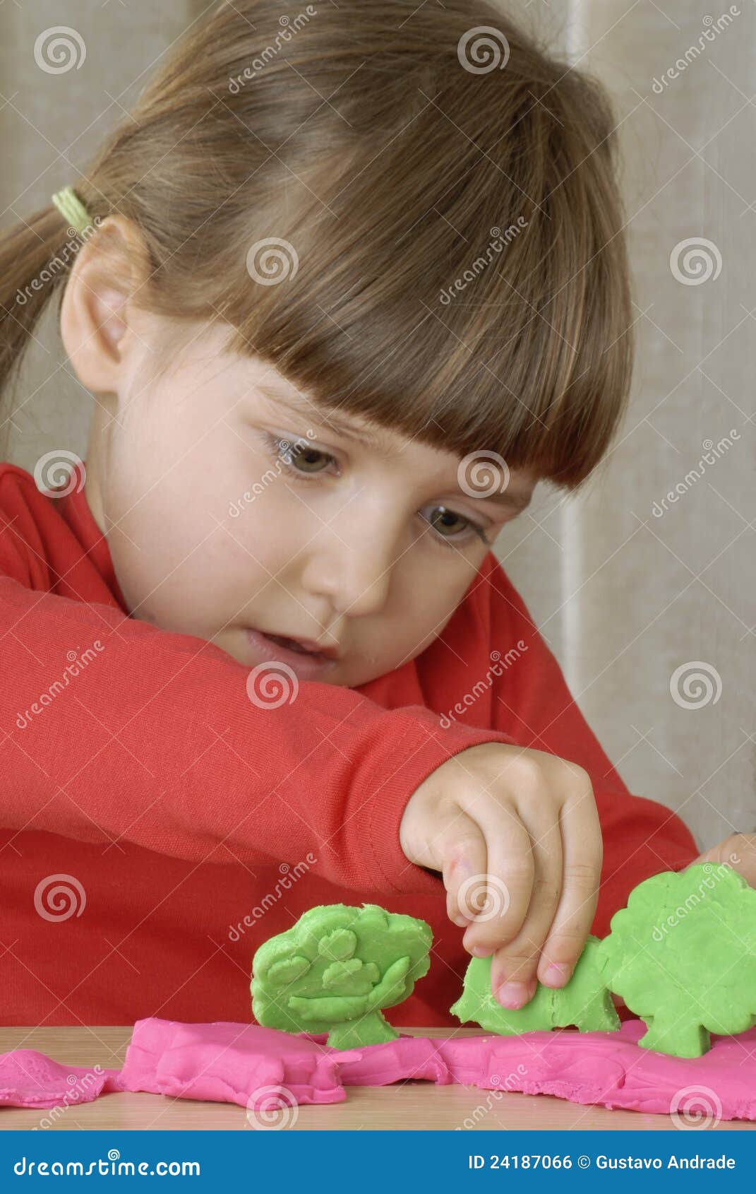 Blonde Girl Playing with a Clay Stock Photo - Image of pink, manual ...