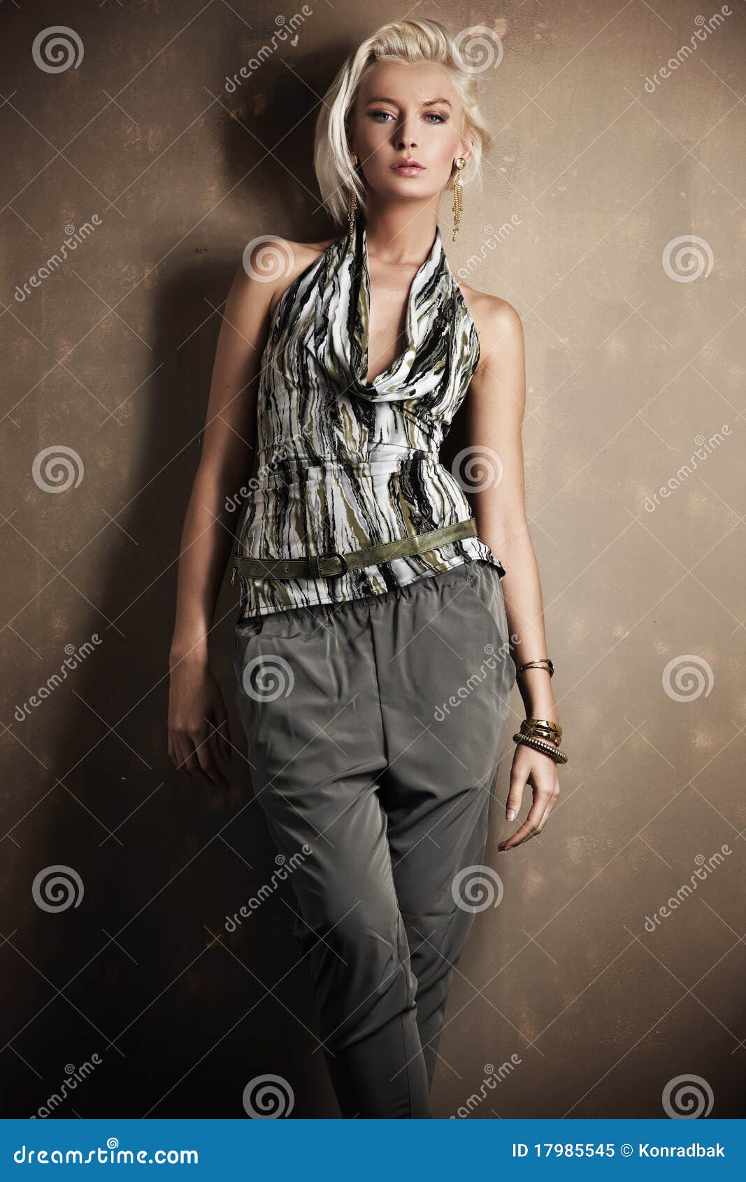 Pin Up Girl Posing With A Vintage Fighter Plane Royalty-Free Stock ...