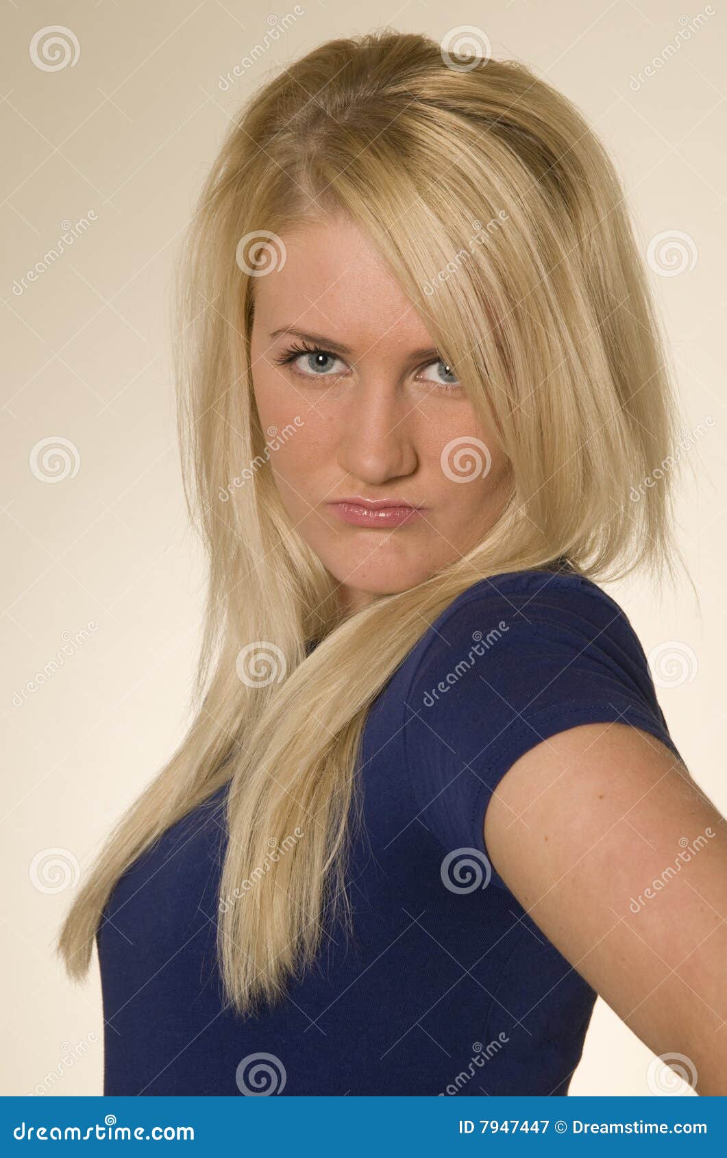 Blonde girl pouting stock image. Image of hair, blue, long - 7947447