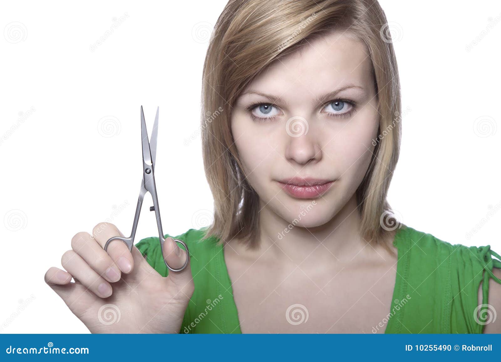 Blonde girl with scissors stock photo. Image of hairstyle - 10255490
