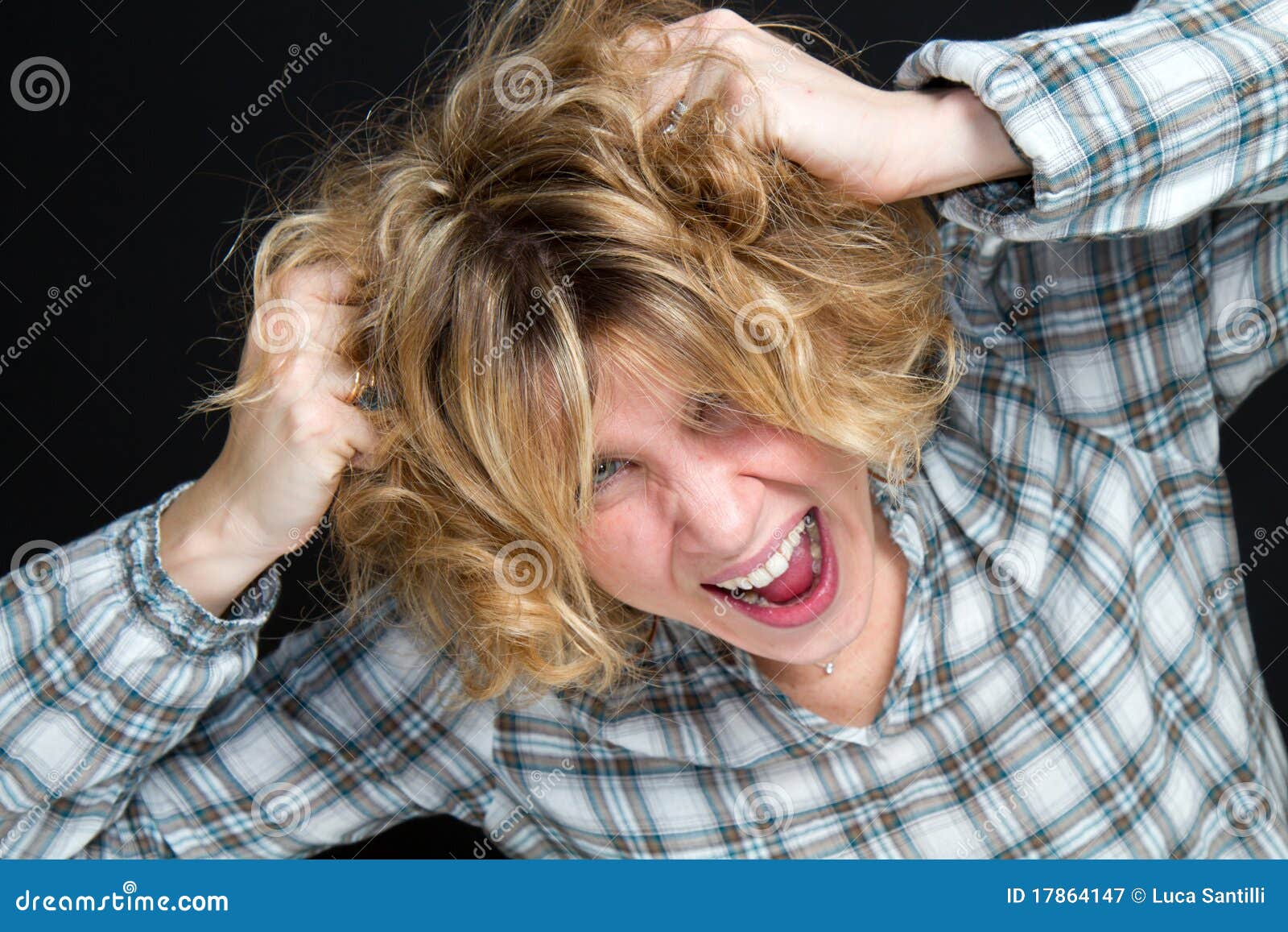 Blonde girl screaming stock image. Image of blue, blonde - 17864147