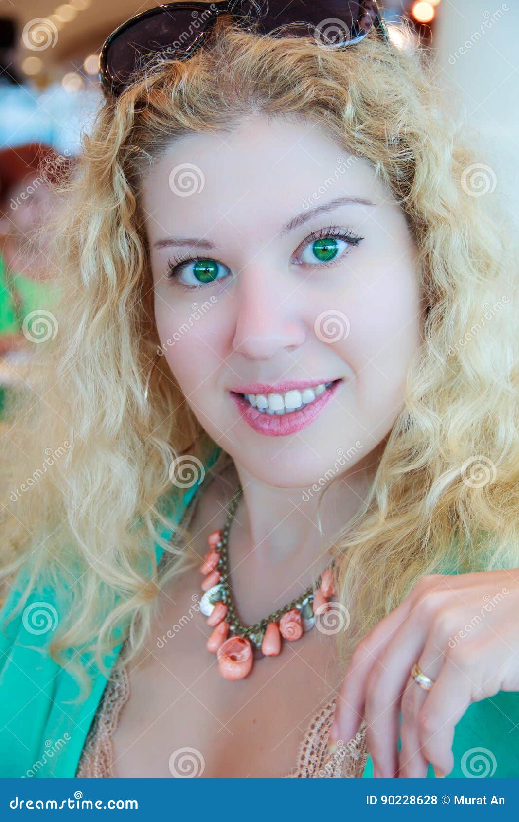 Blonde girl smiling stock photo. Image of emotion, eyes - 90228628