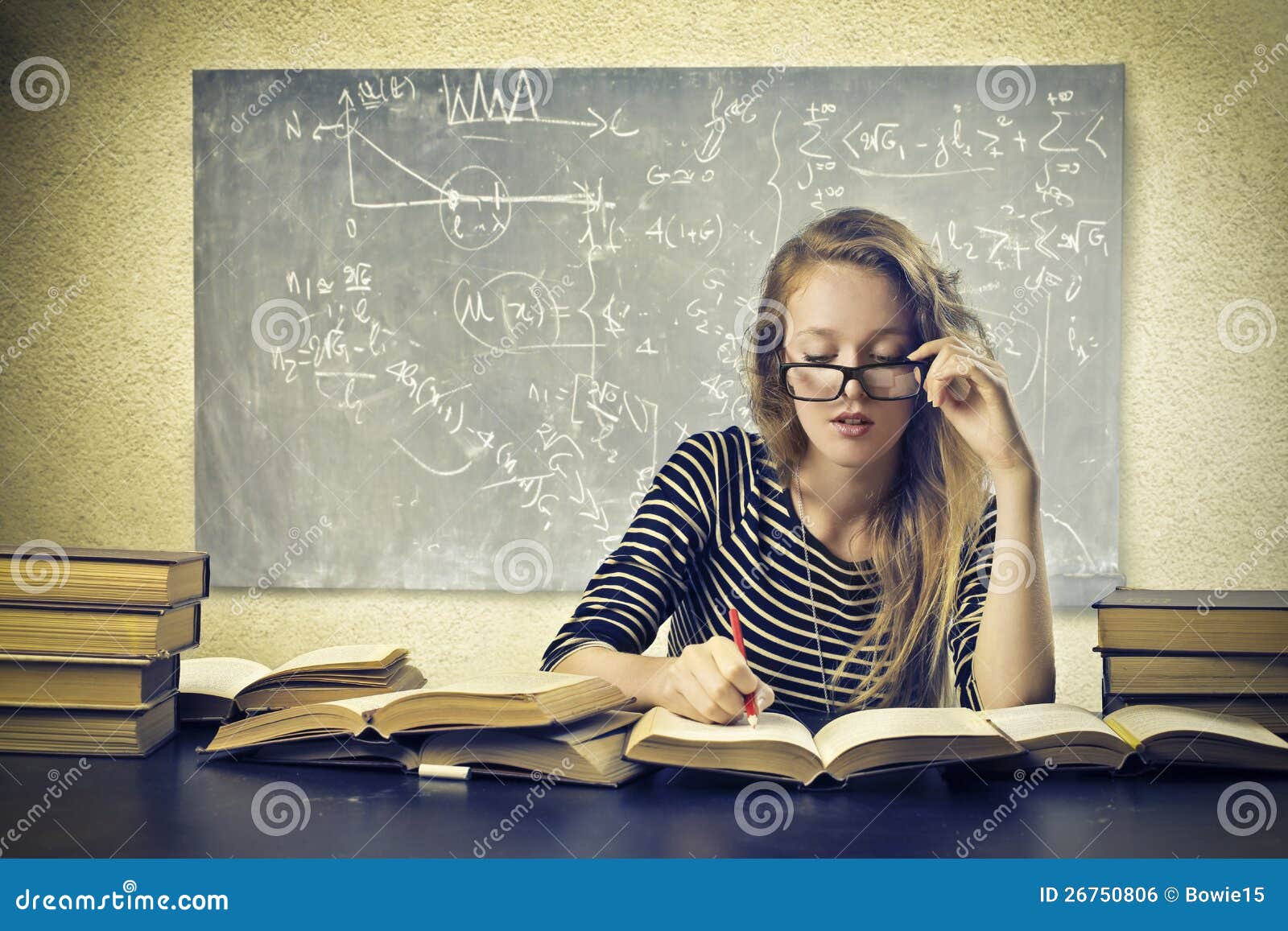 Blonde Girl Studying stock photo. Image of concentration - 26750806