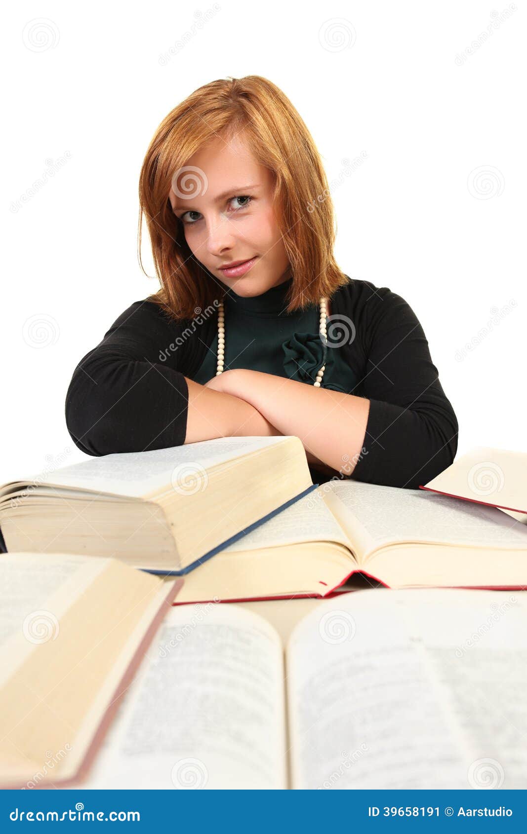 Blonde girl studying stock image. Image of woman, satisfied - 39658191