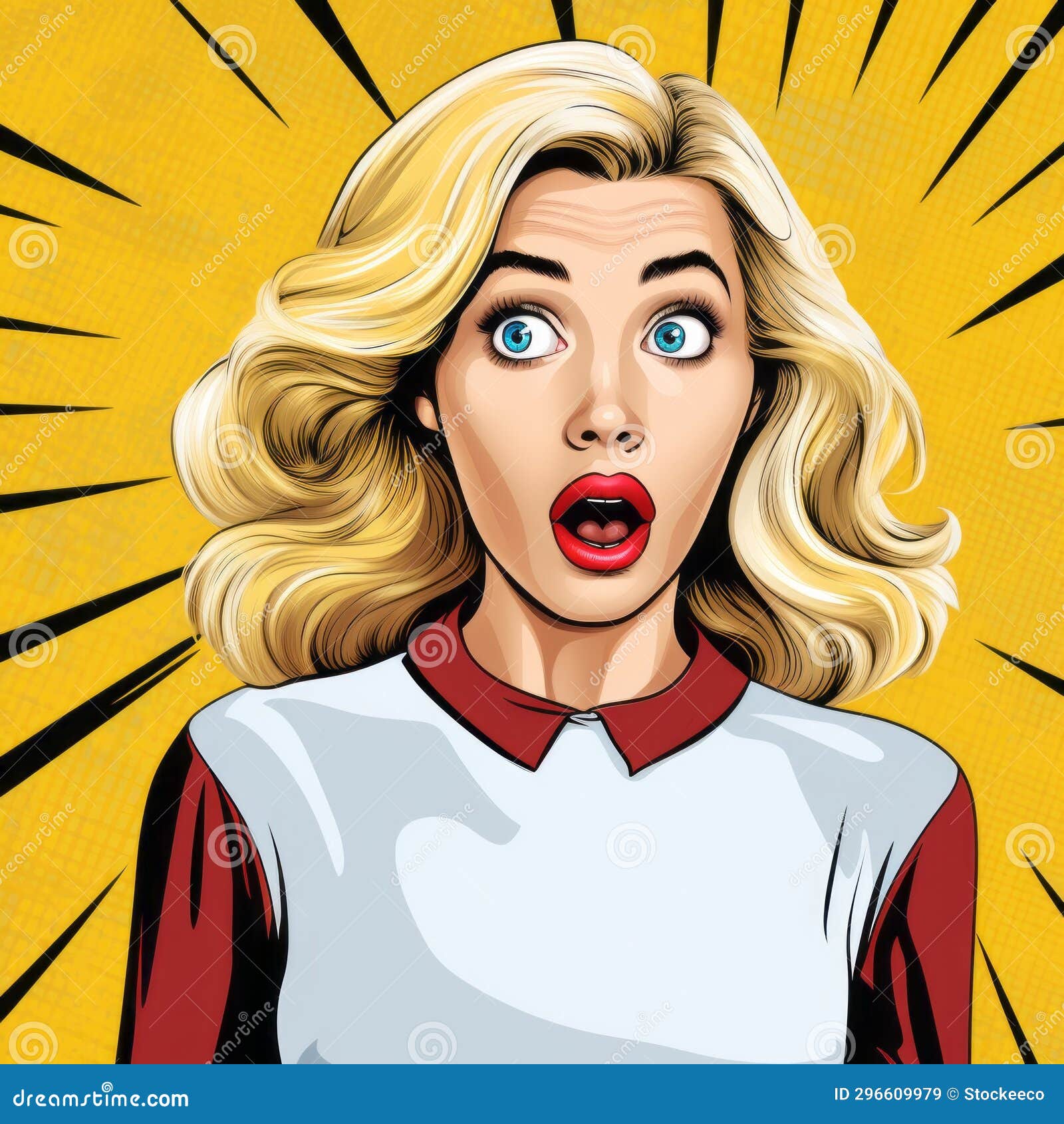 Blonde Girl Surprised Pop Art Vector Illustration Stock Illustration