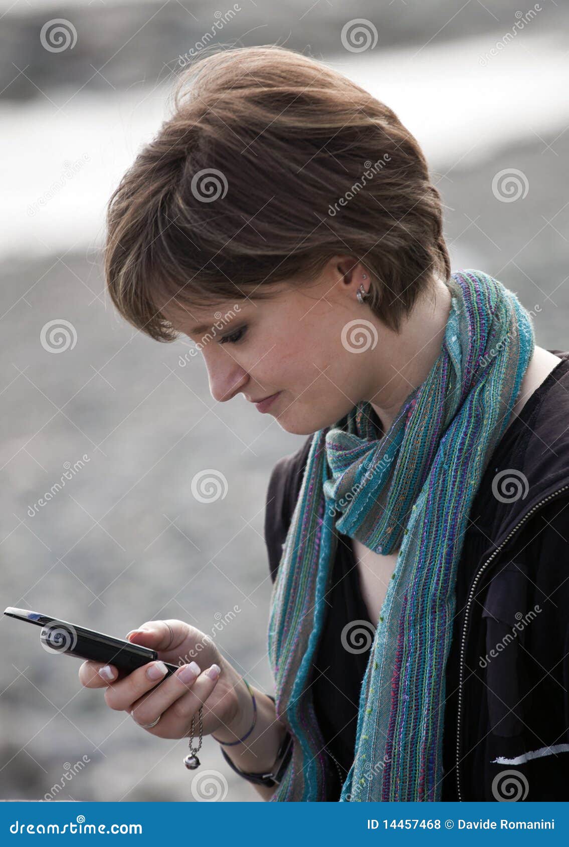 Blonde Girl Using Her Phone Stock Photo - Image of long, attractive ...
