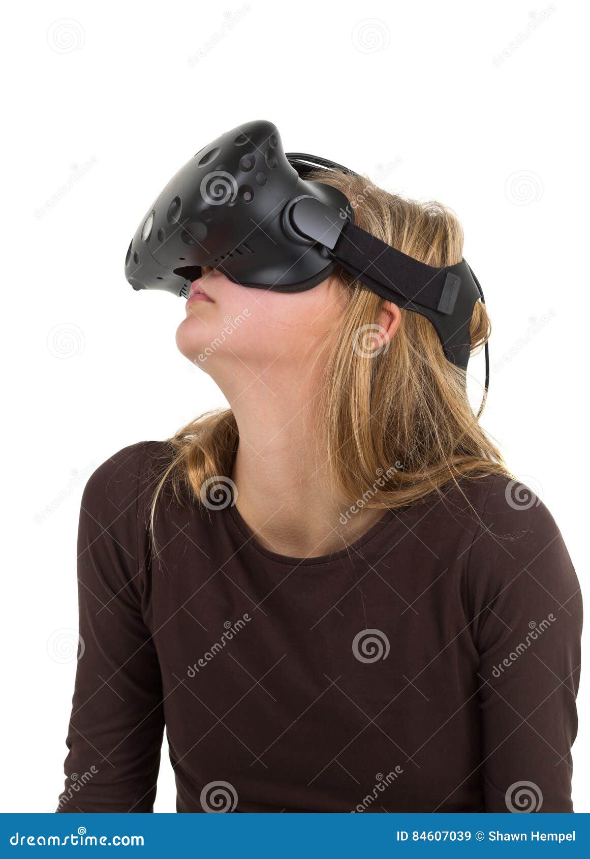 Blonde Girl Using VR - Virtual Reality Headset Stock Image - Image of ...