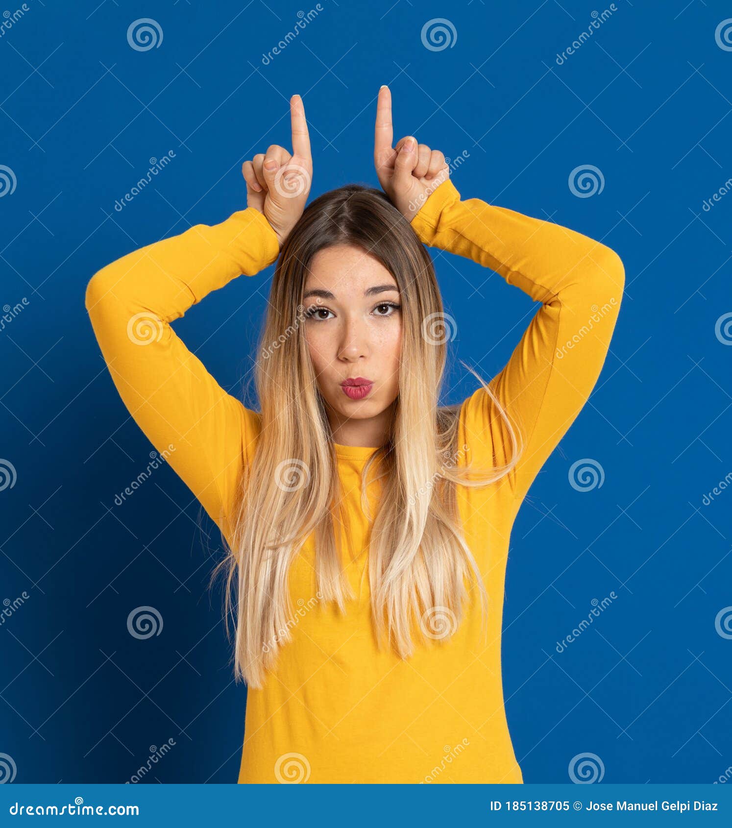 Blonde Girl Wearing A Yellow T Shirt Stock Image Image Of Blonde