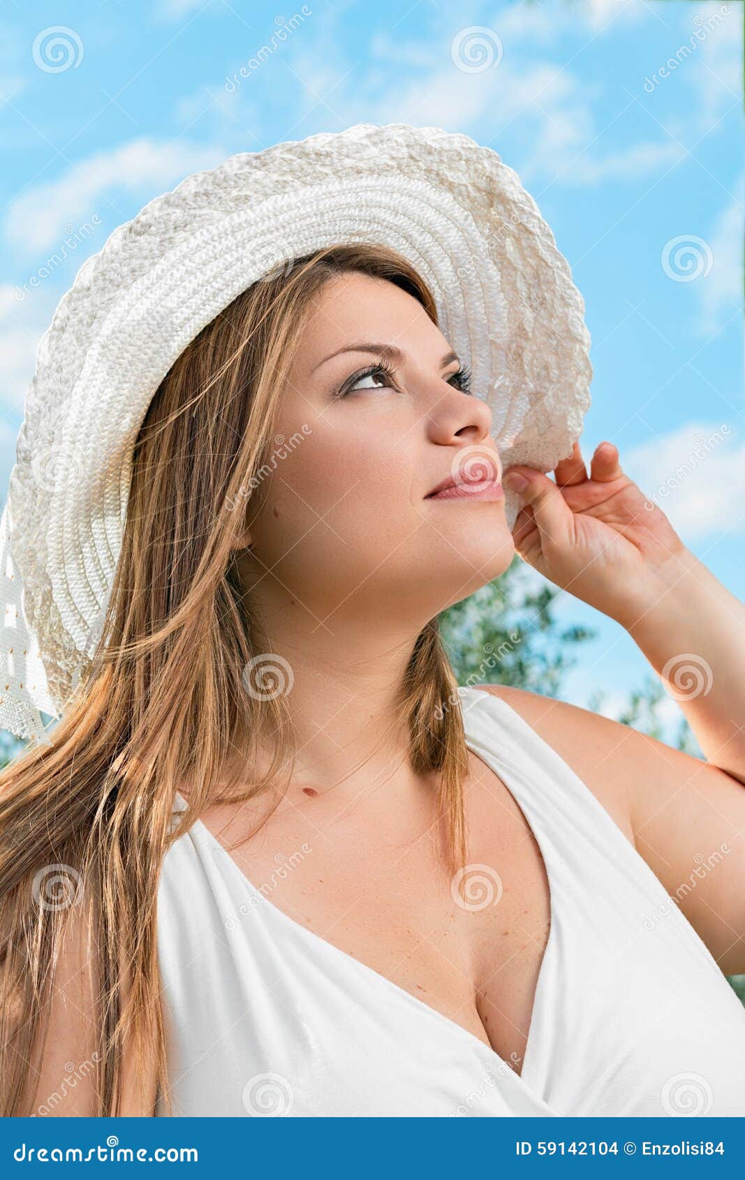 Blonde girl with white ha stock photo. Image of makeup - 59142104