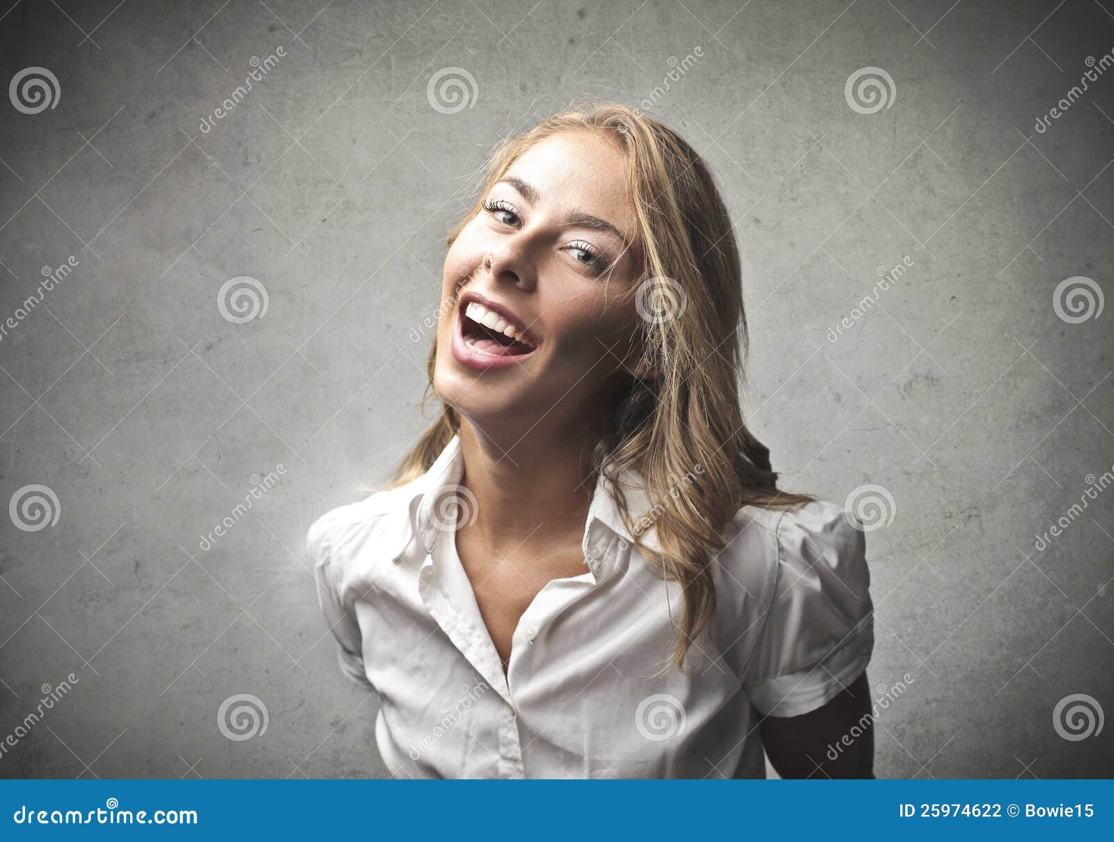 Blonde Guffaw stock photo. Image of young, success, paper - 25974622