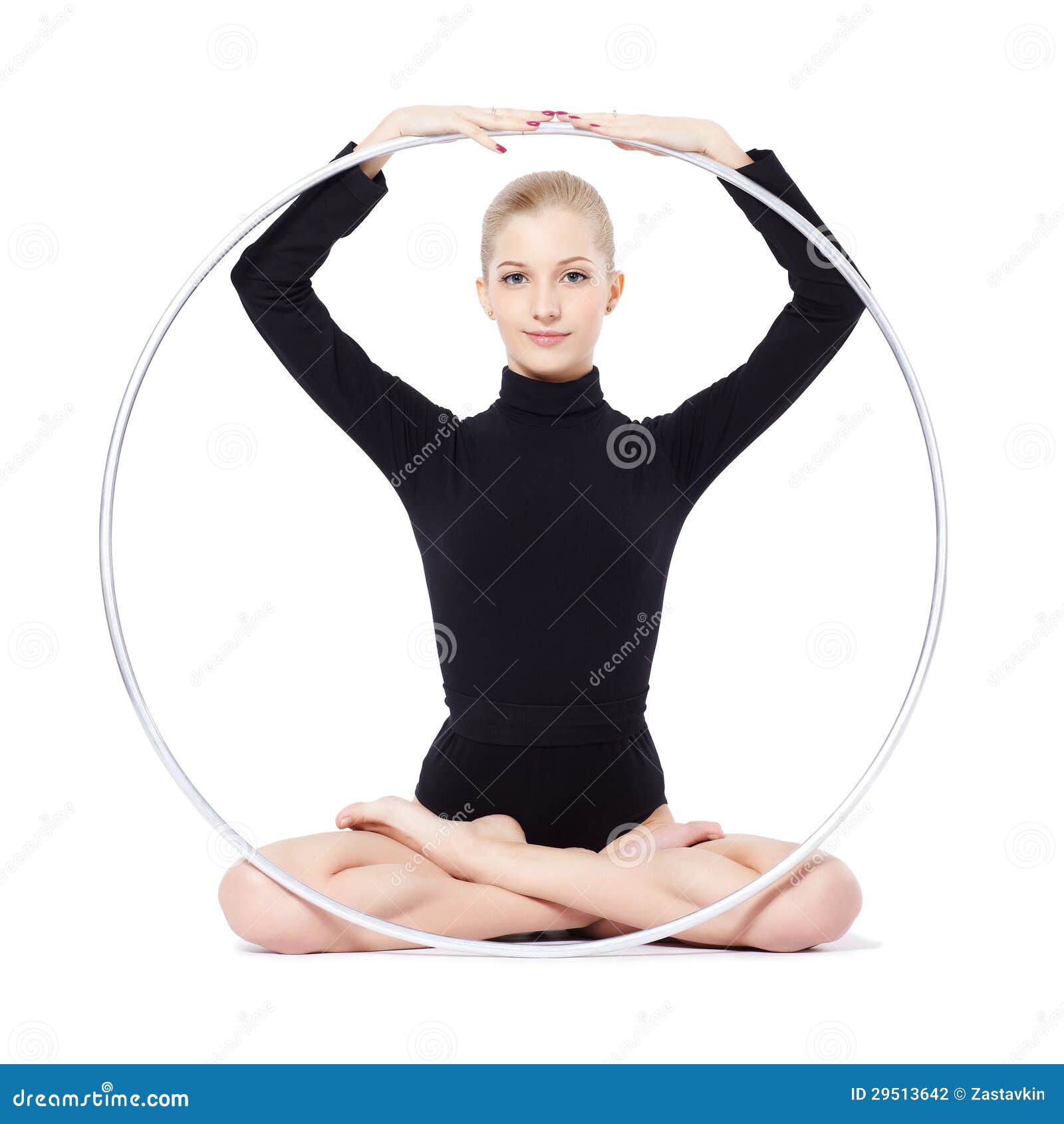 Blonde Gymnast with Hula Hoop Stock Photo - Image of isolated, fashion ...