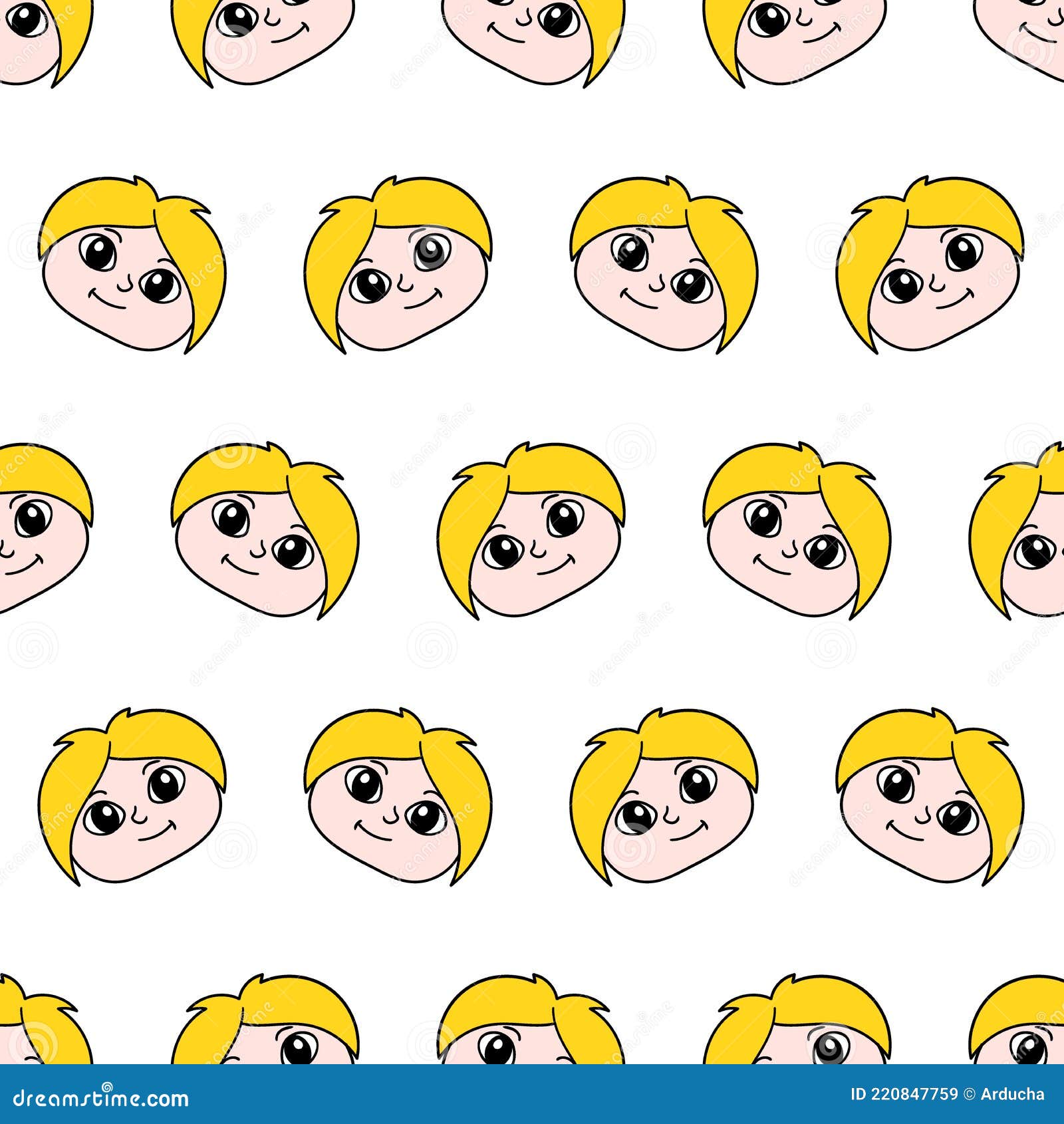 Blonde Hair Girl Seamless Repeat Pattern. Background Illustration Stock ...