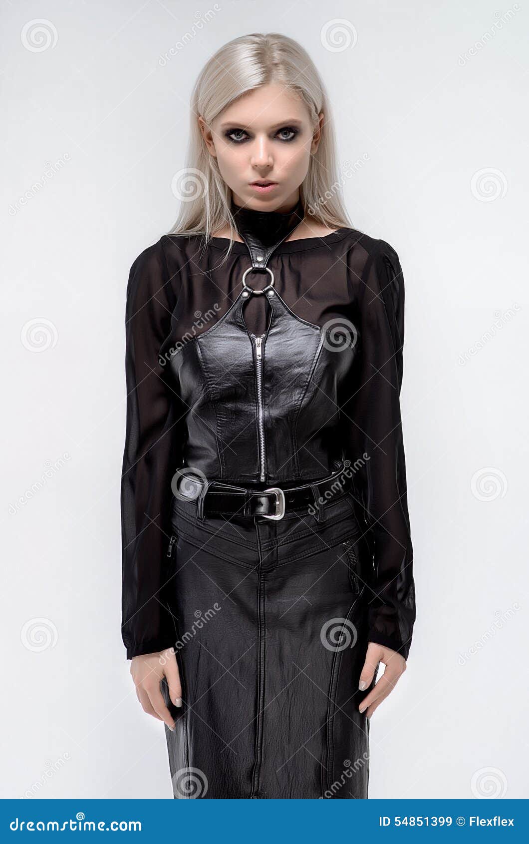 Blonde Model in Modern Leather Outfit Stock Image - Image of beautiful ...