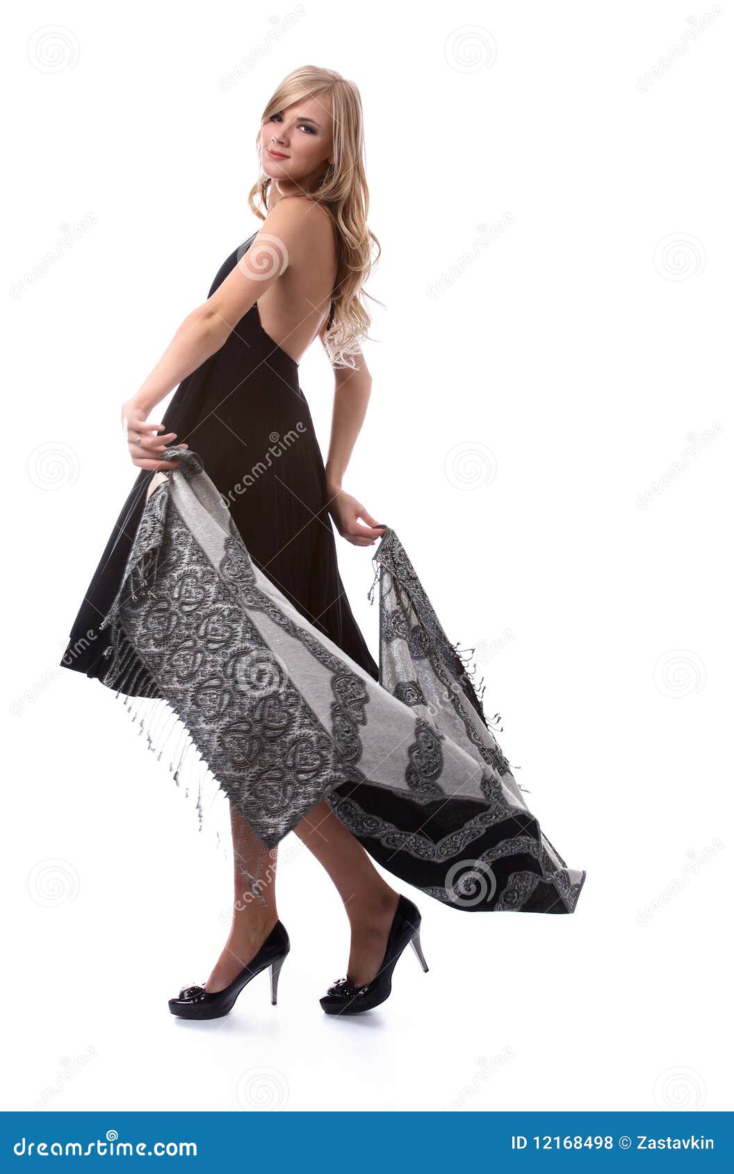 Blonde model with shawl stock photo. Image of shawl, black - 12168498