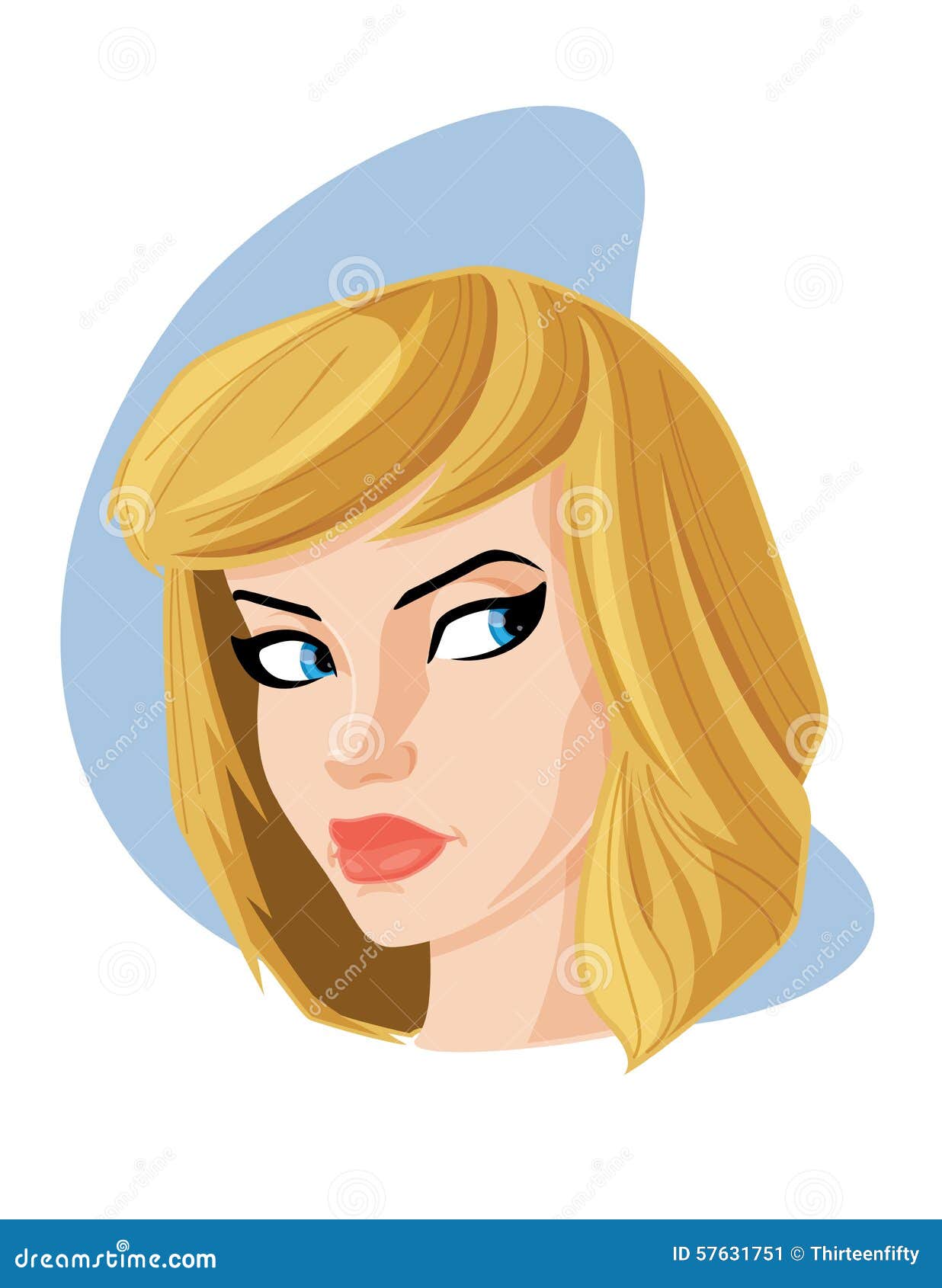 Pretty Woman With Sandy Blonde Hair Portrait Cartoon Female Vector