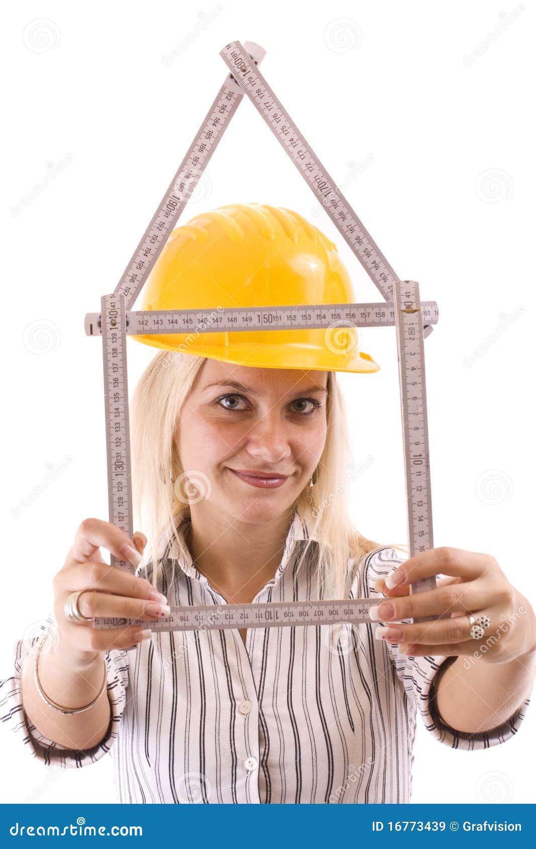 Blonde repair woman stock image. Image of measure, construction - 16773439