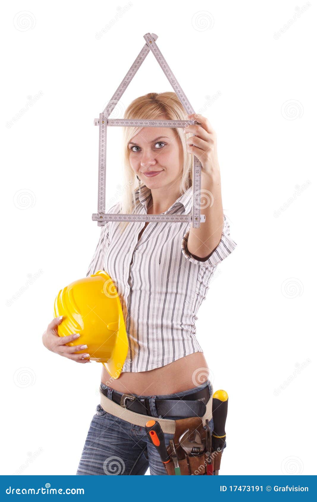 Blonde repair woman stock image. Image of home, form - 17473191