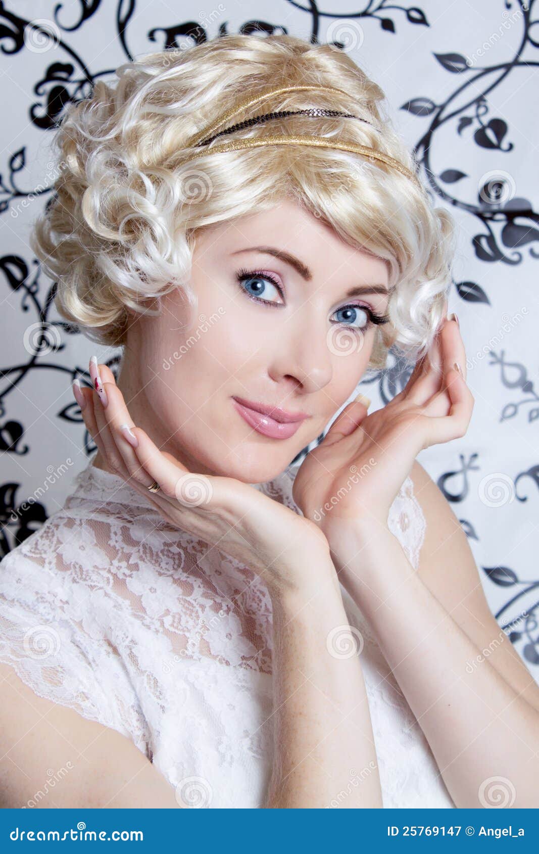 Blonde retro-styled woman stock image. Image of black - 25769147