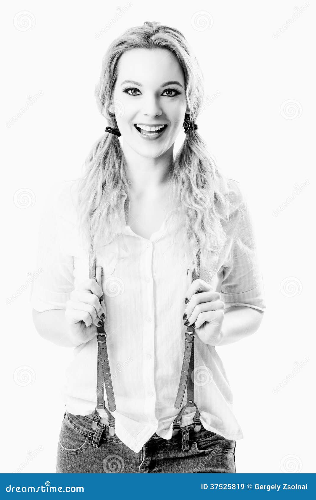Blonde Smiling Fashion Model, High-key Image Stock Image - Image of ...