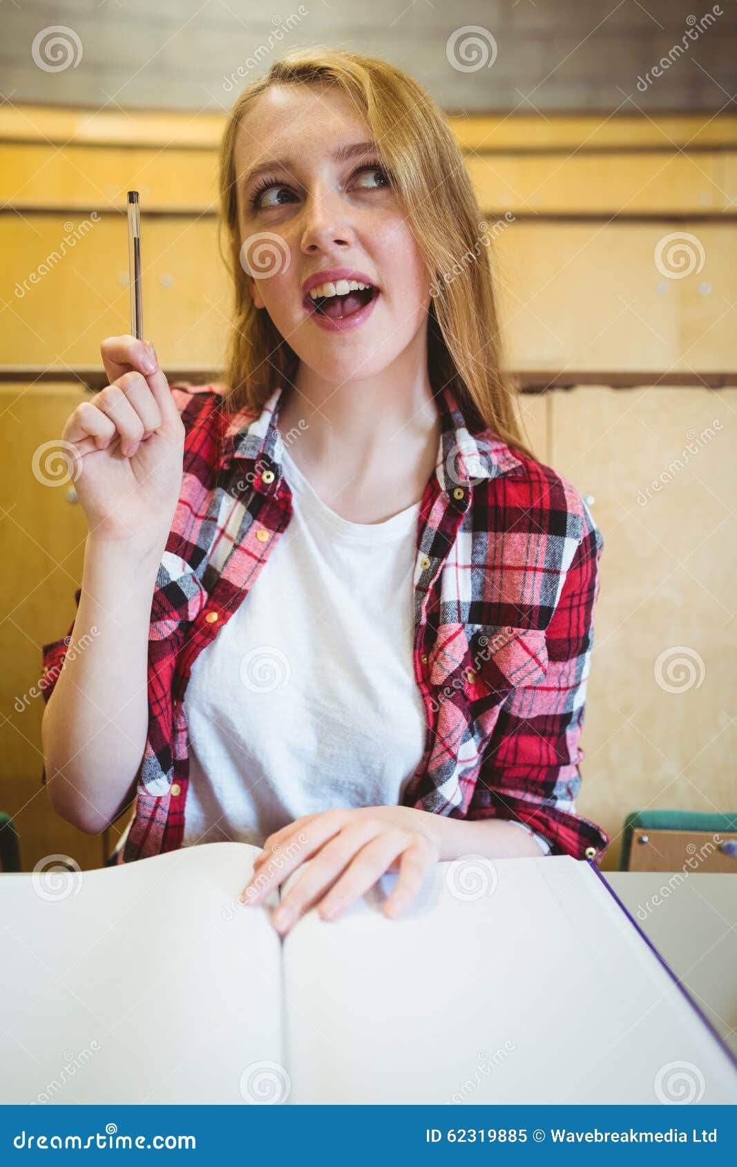 Blonde Student Asking a Question during Class Stock Image - Image of ...