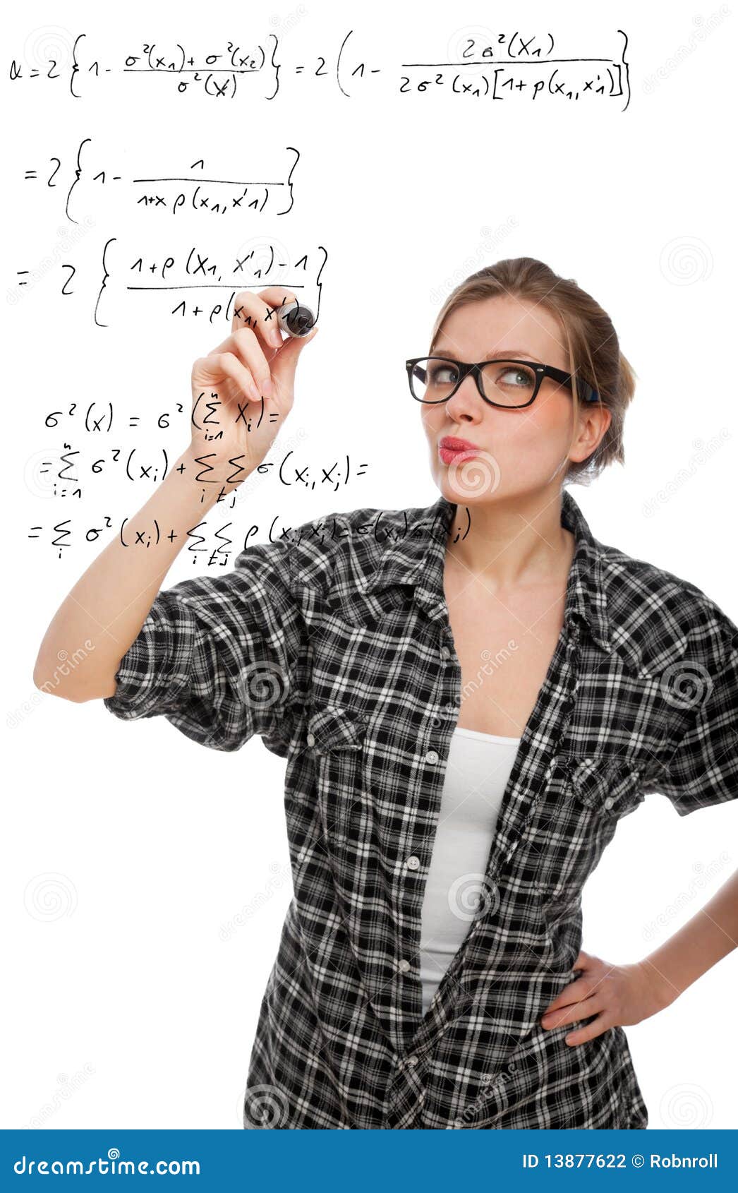 Blonde Student Girl Drawing a Mathematical Formula Stock Photo - Image ...