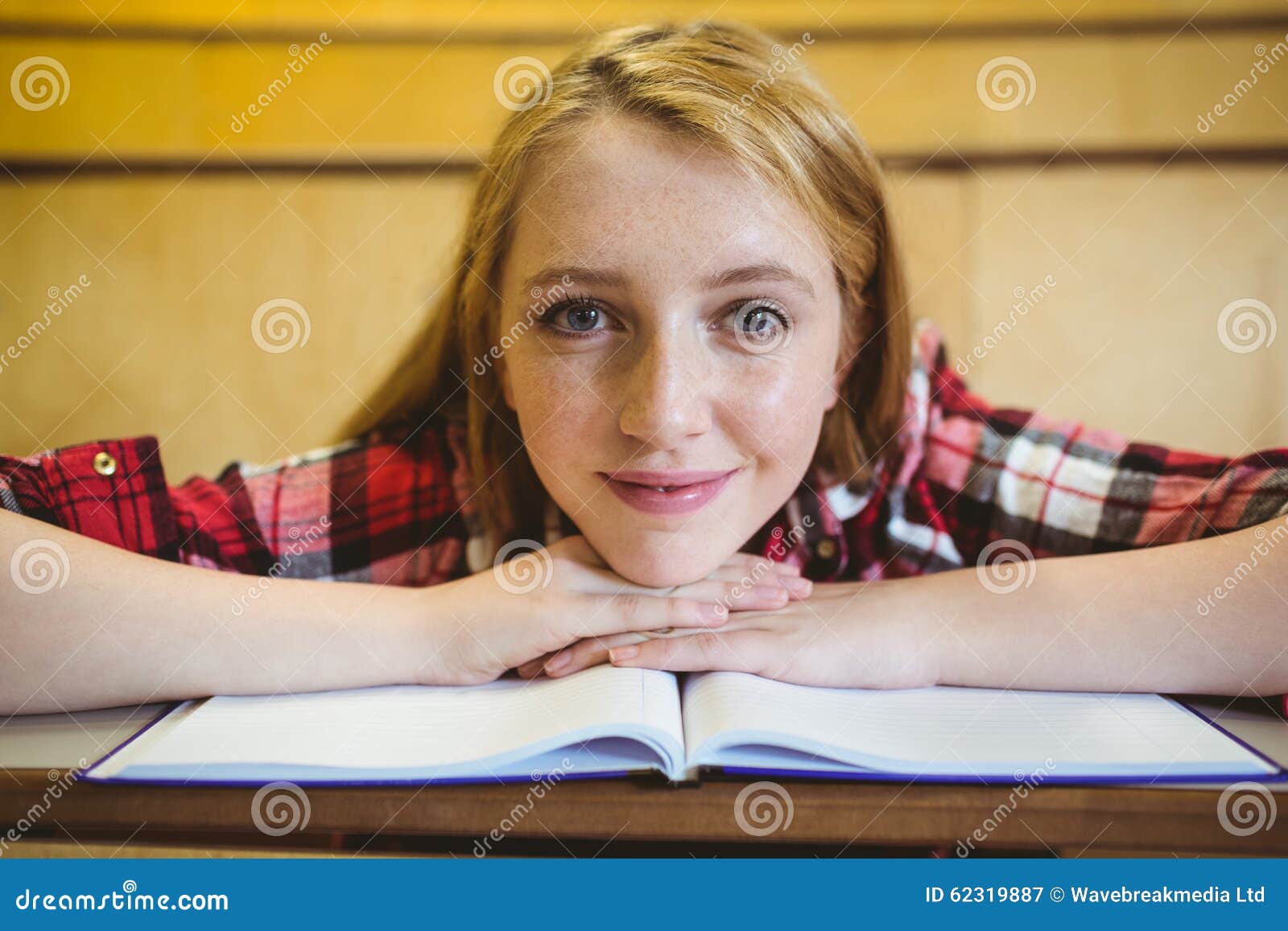 Blonde Student Smiling at the Camera Stock Image - Image of room, happy ...