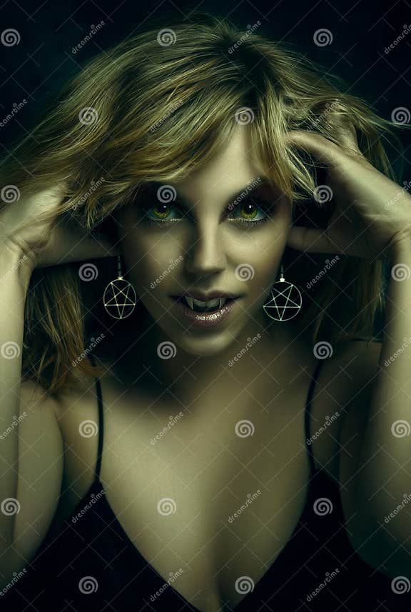 Beauty Vampire Smiling To Camera. Stock Photo - Image of glamour ...
