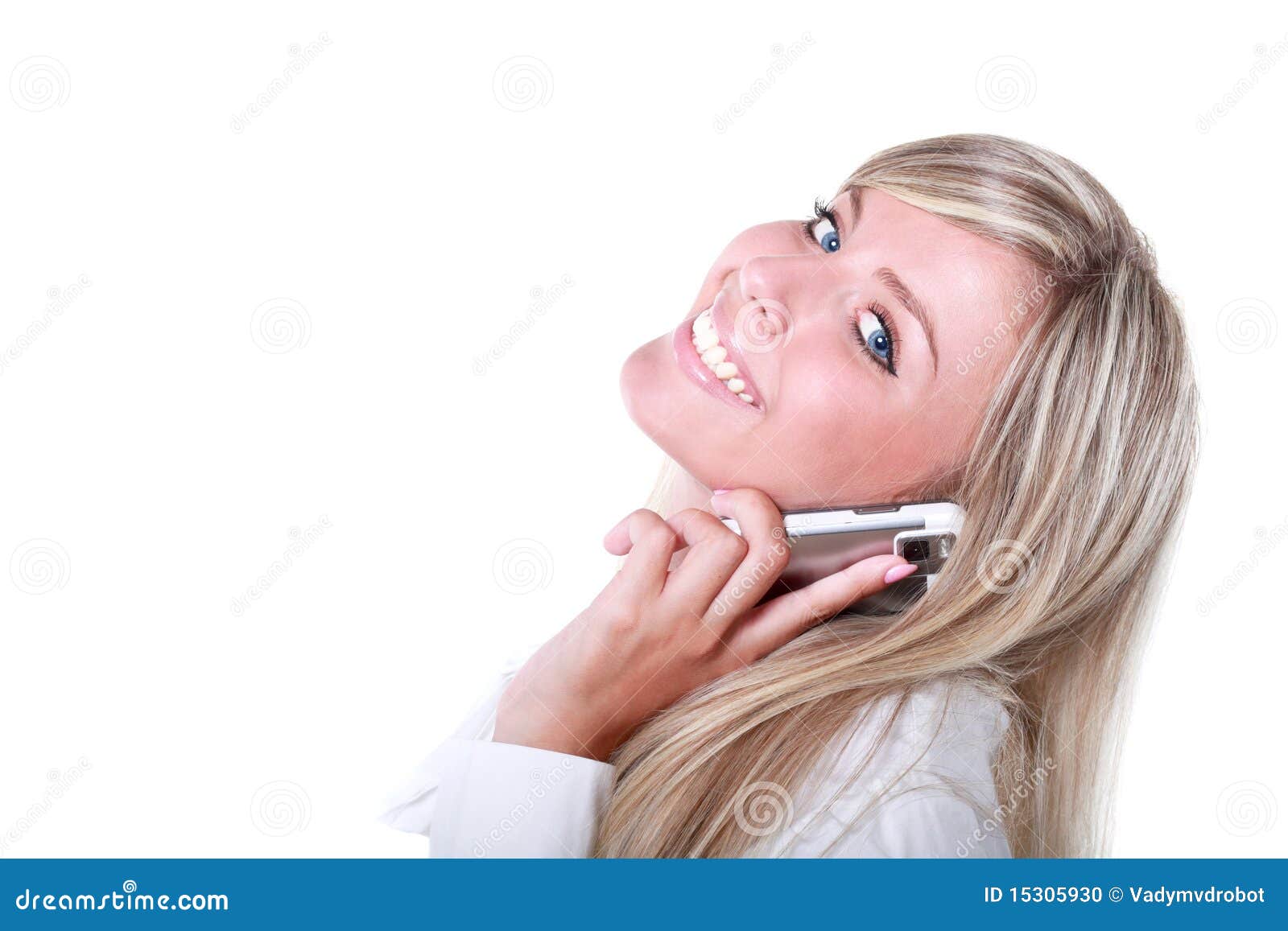 Blonde Woman Calling by Cell Phone Stock Photo - Image of looking ...