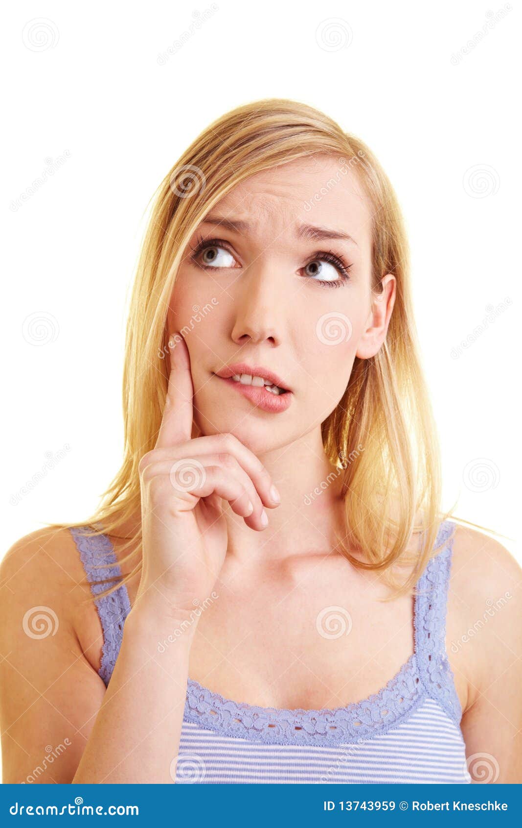 Blonde Woman Feeling Guilty Stock Image - Image of scepticism, doubt ...