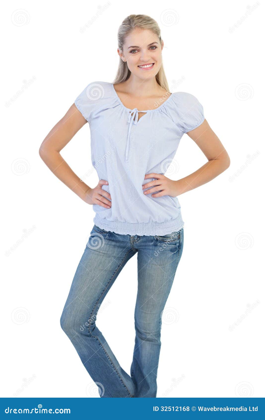 Blonde Woman with Hands on Her Hips Stock Photo - Image of beautiful ...