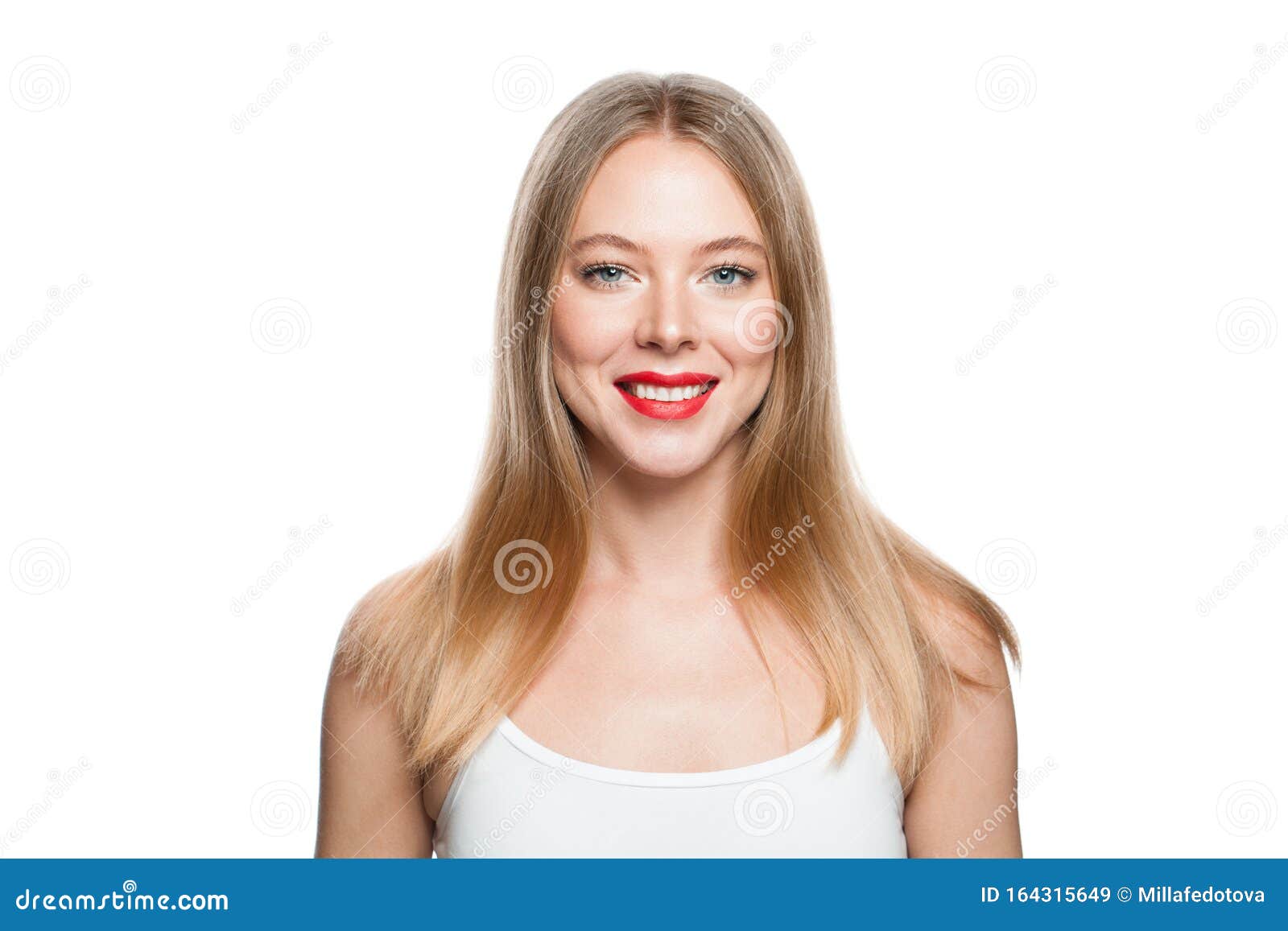 Blonde Woman Isolated on White Background Stock Image - Image of ...