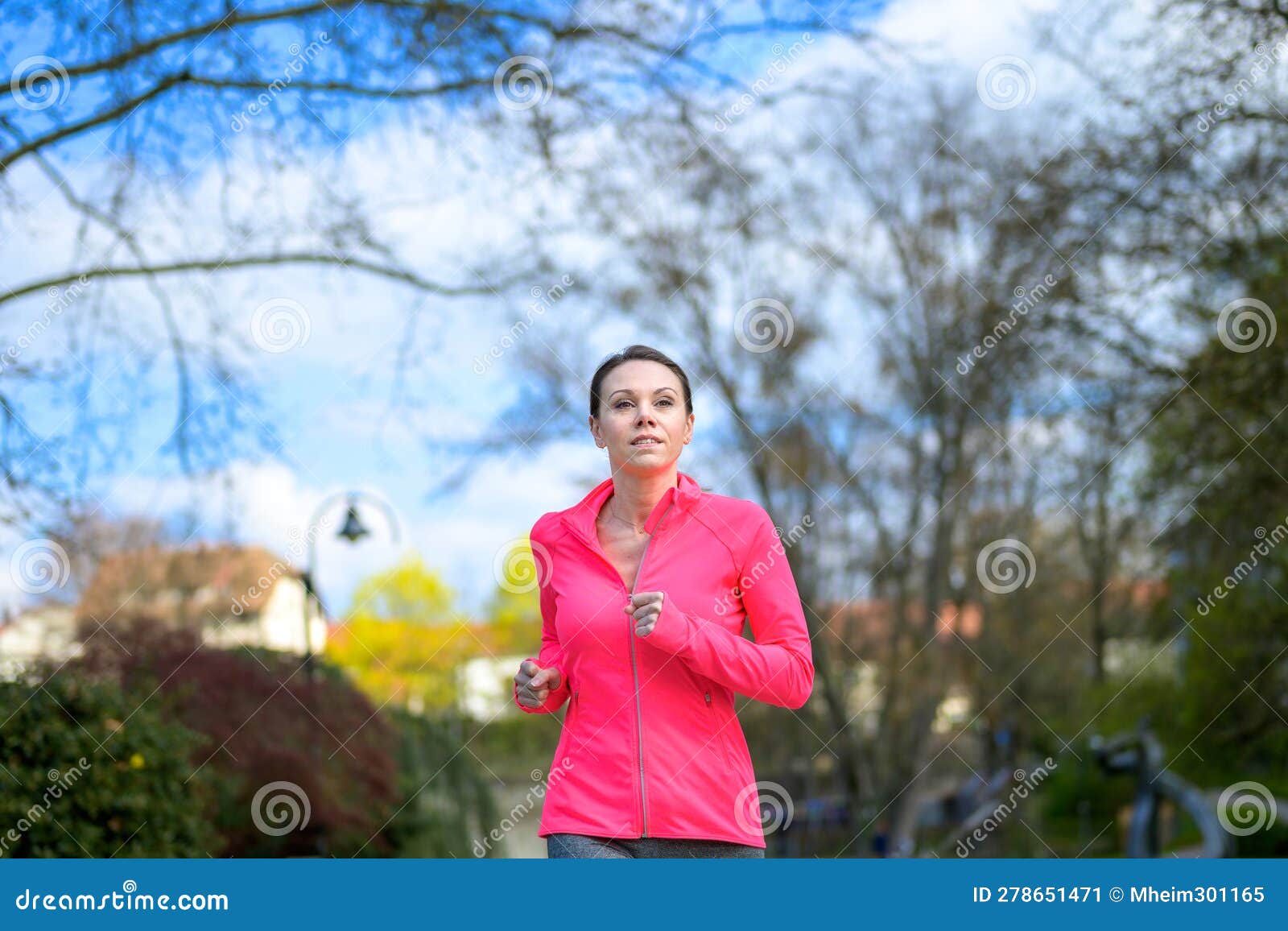 Blonde Woman Jogging in the Park Stock Image - Image of attractive ...