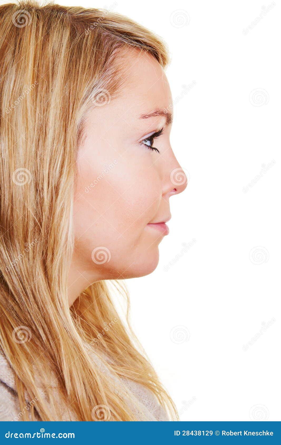 Blonde Woman in Profile View Stock Image - Image of sideways, portrait ...