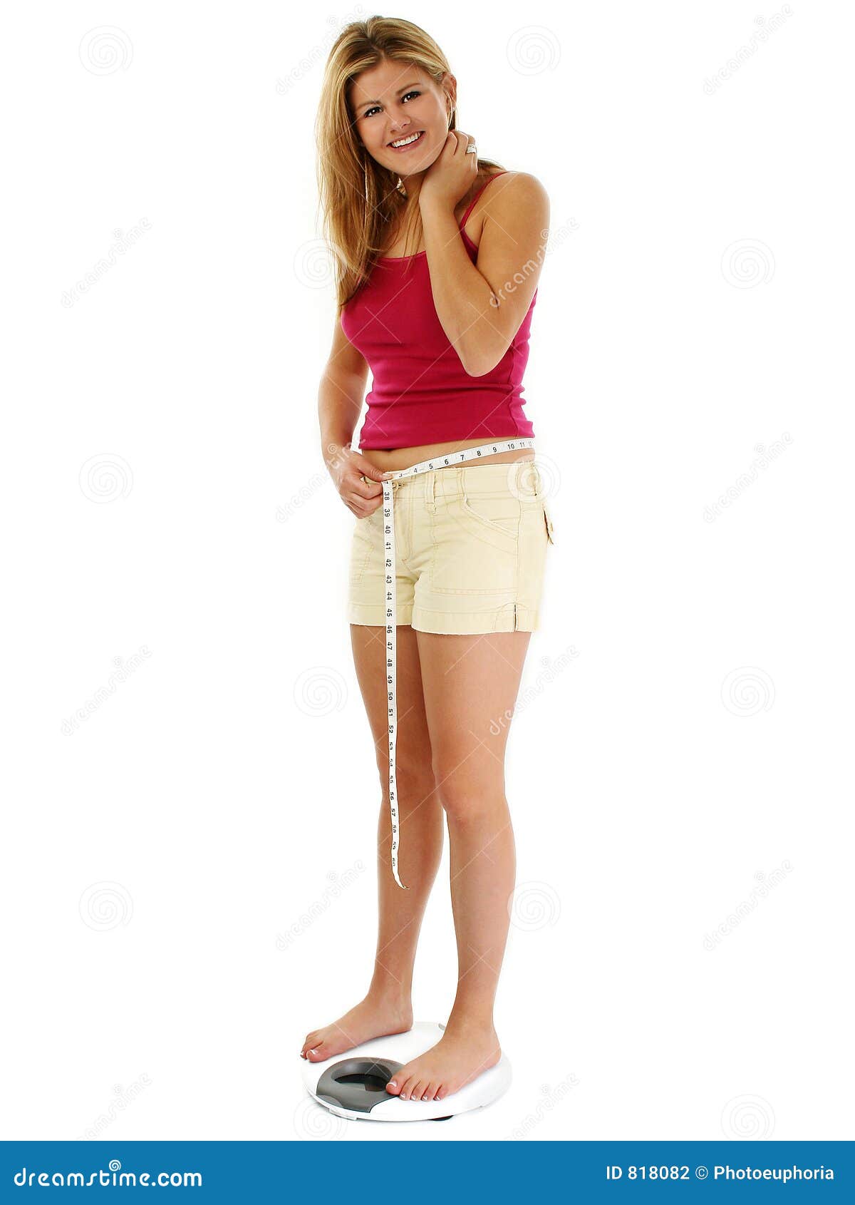 Blonde Woman on Scale stock photo. Image of cacasian, nutrition - 818082