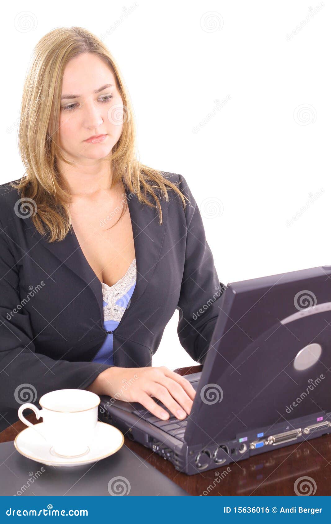 Blonde Woman Sending Emails Stock Photo - Image of browsing, people ...