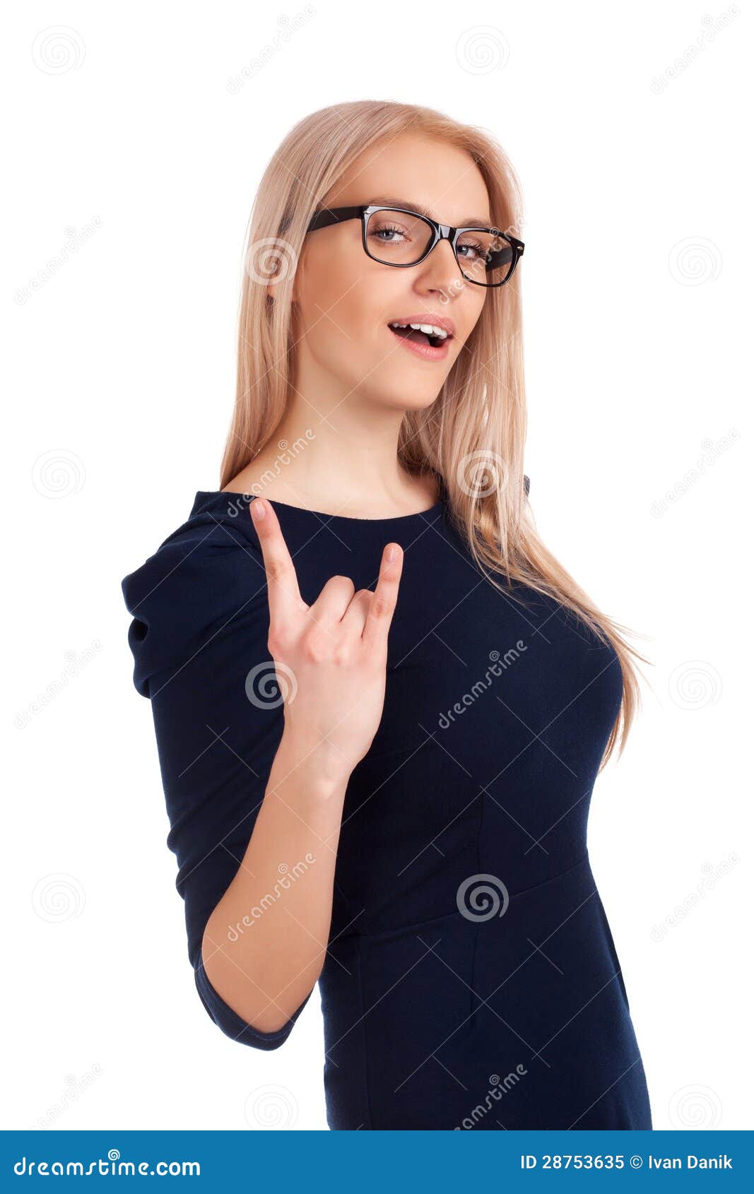Blonde Woman Showing Rock on Gesture Stock Image - Image of emotion ...