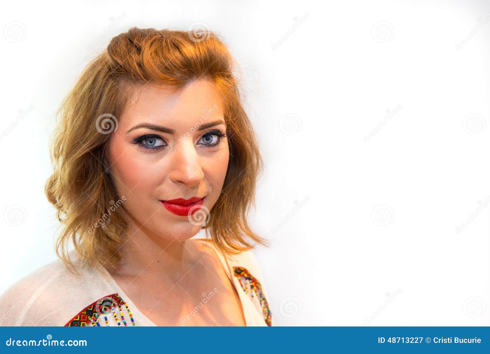 Blonde Women With Blue Eyes Portrait Stock Image Image Of Background