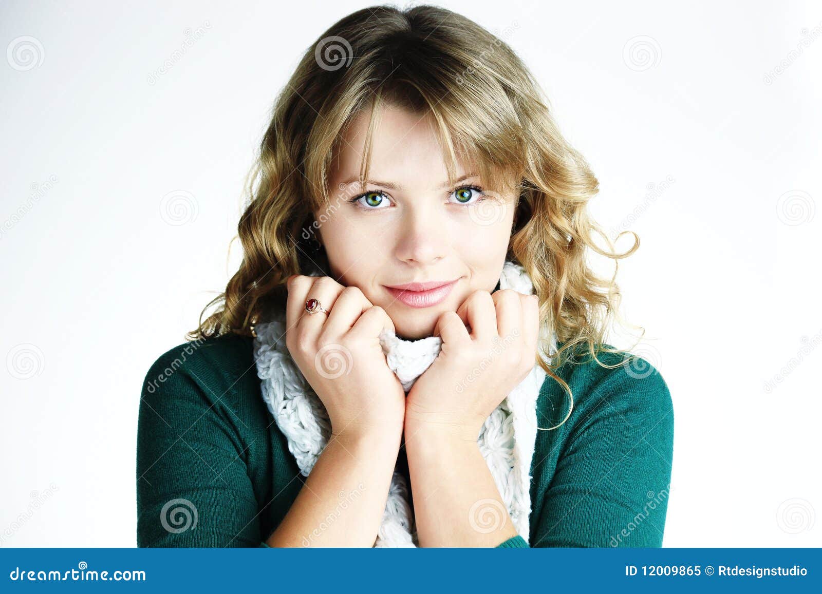 Blong Girl With White Scarf Stock Image Image Of Female Lips 12009865