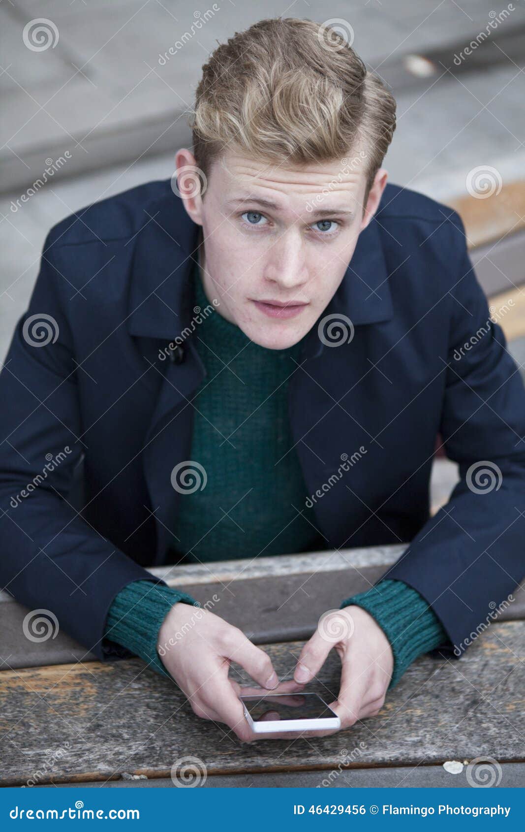 Blong Guy with Mobile Phone Stock Photo - Image of hipster, typing ...