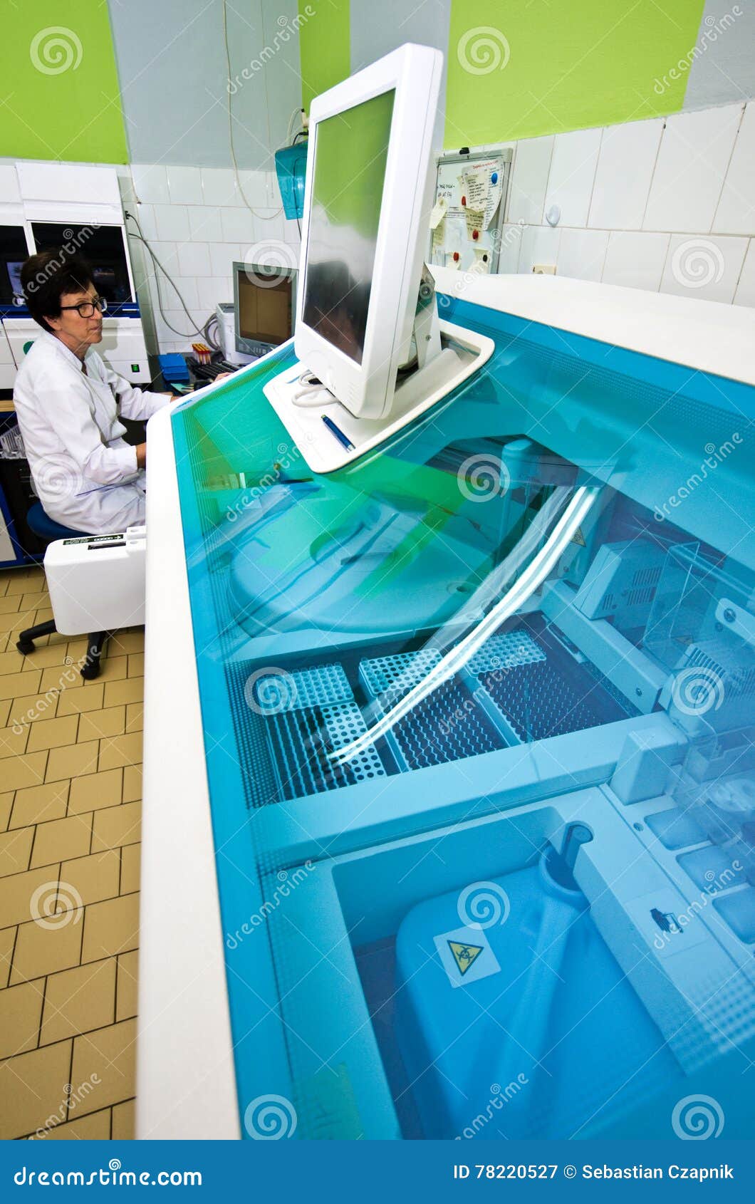 Blood Analysis Machine in Laboratory Stock Image - Image of woman ...