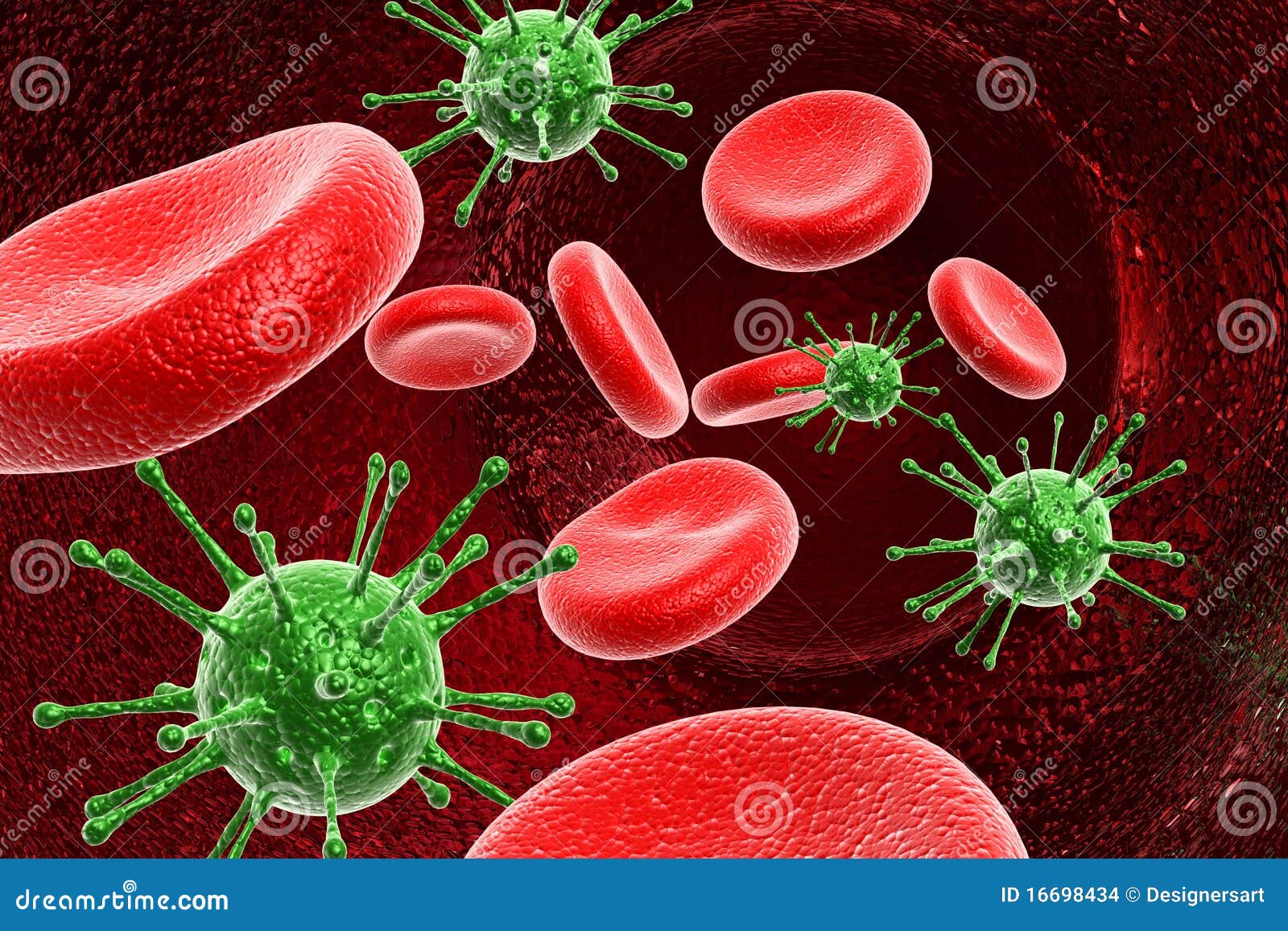 Blood cell with virus stock illustration. Illustration of genetic ...