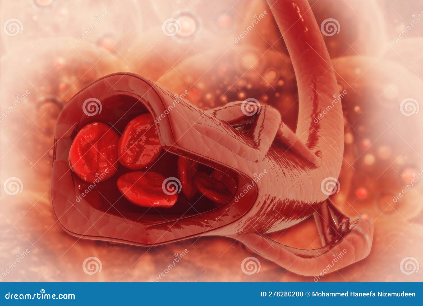 Blood cells in an artery stock illustration. Illustration of cell ...
